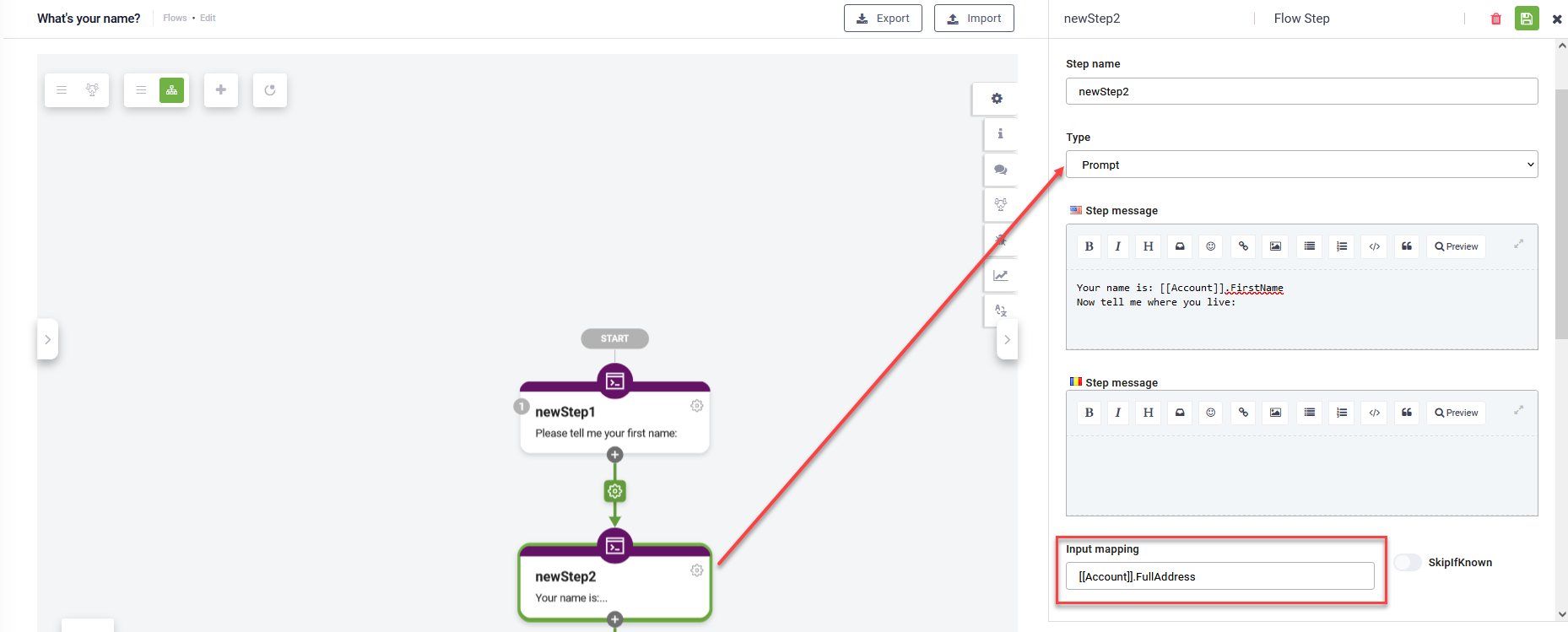 Mapping Input Fields in User Expressions